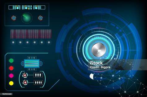 손 터치 버튼 크롬 기술 미래 인터페이스 요소 디지털 디자인 혁신 하이테크 Ai 개념 배경 벡터 및 일러스트레이션 가상현실에 대한 스톡 벡터 아트 및 기타 이미지 Istock