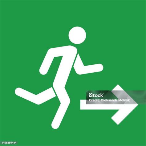 화살표가 있는 비상구 표지판 방향이 있는 화재 출구 아이콘입니다 벡터 기호입니다 불에 대한 스톡 벡터 아트 및 기타 이미지 불 피난 거리 Istock