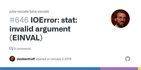 IOError Stat Invalid Argument EINVAL Issue Julia Vscode Julia Vscode GitHub
