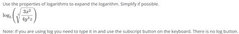 Solved Use The Properties Of Logarithms To Expand The Chegg