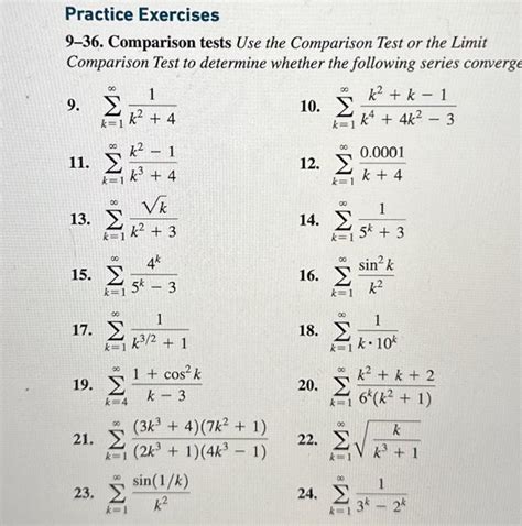 Solved Practice Exercises 9 36 Comparison Tests Use The
