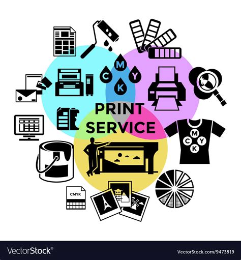 Cmyk Print Service Composition Royalty Free Vector Image