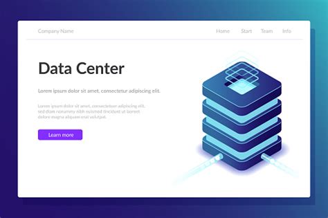 데이터 센터 웹 서식 파일입니다 서버 룸의 장비 큰 컴퓨팅 파워 현대 기술 슈퍼 컴퓨터 아이소메트릭 편집 가능한 벡터