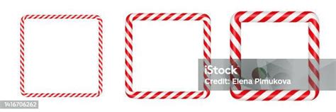 빨간색과 흰색 줄무늬가있는 크리스마스 사탕 지팡이 사각형 프레임 줄무늬 사탕 롤리팝 패턴이있는 크리스마스 테두리 빈 크리스마스와