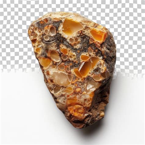 Premium Psd A Rock With A Yellow Shell On It And The Word Fossil On It