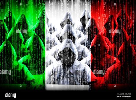 anonymous hooded hackers flag of italy binary code cyber attack