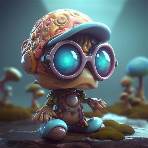 Premium Photo A Cartoon Character With A Hat And Glasses That Says