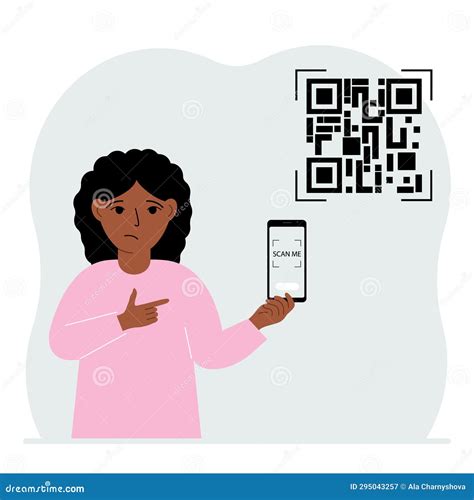 A Girl Qr Scan Mobile Illustration Concept Young Girl After Shopping Giving Qr Scan Mobile To