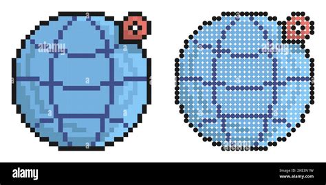 Pixel Icon Globe With Checkpoint Mark Navigation On Map Using GPS System Simple Retro Game