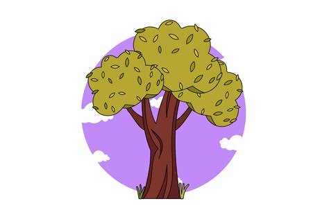 Tree Simple Flat Style Sky Cloud Graphic By Fadhiesstudio Creative Fabrica