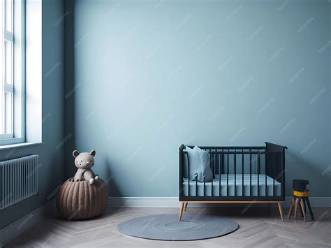 Premium Ai Image Interior Empty Nursery Room Wall Mockup 3d Rendering
