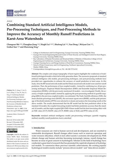Pdf Combining Standard Artificial Intelligence Models Pre Processing