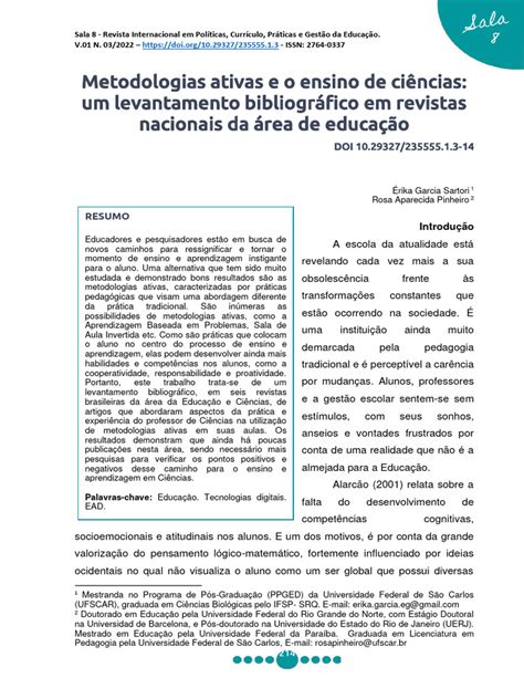 Exemplo De Artigo Pdf Aprendizado Science