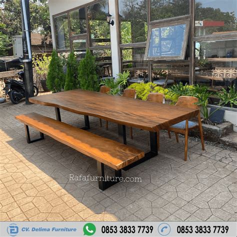Meja Makan Satu Set Solid Panjang Besar Furniture Jati Jepara