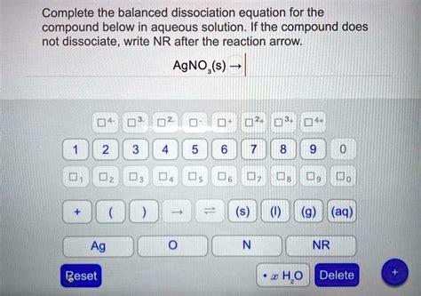 Solved Complete The Balanced Dissociation Equation For The Compound