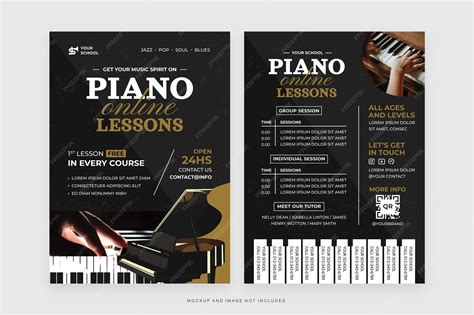 Premium Vector Piano Class Music Lesson Black Themed Flyer Template