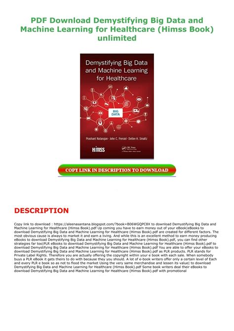 PDF Download Demystifying Big Data And Machine Learning For Healthcare Himss Book Unlimited