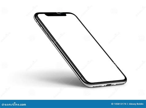Perspective Smartphone Iphone X Mockup With Shadow Ccw Rotated On White