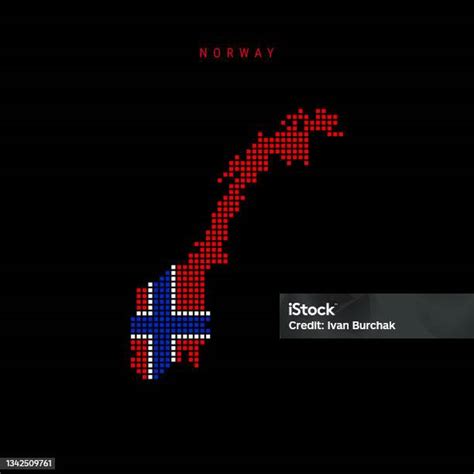 노르웨이의 광장 점 패턴지도 깃발 색이 있는 점선 픽셀 맵입니다 벡터 일러스트레이션 0명에 대한 스톡 벡터 아트 및 기타 이미지