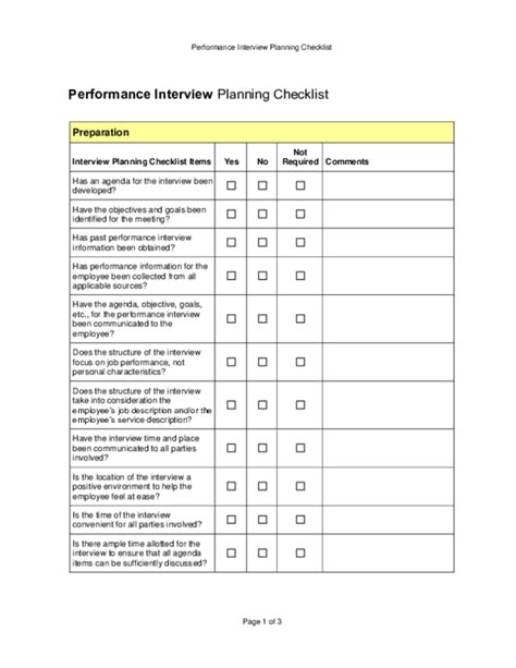 Doc Performance Interview Planning Checklist