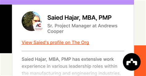 Saied Hajar Mba Pmp Sr Project Manager At Andrews Cooper The Org