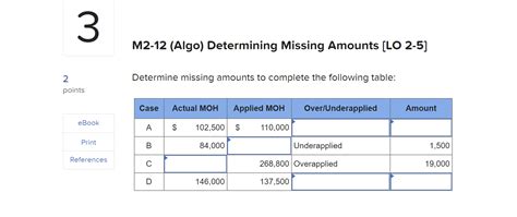 solved 3 m2 12 algo determining missing amounts [lo 2 5]