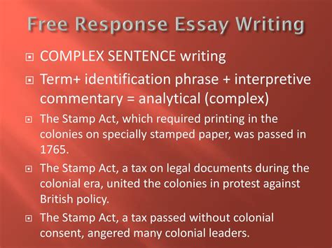 Writing the Free Response Essay A Guide to Writing for Students Who Don ...