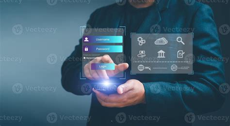 Concept Cyber Security Protection Of Privacy Personal Data Businessman Thumbs Up Fingerprint To