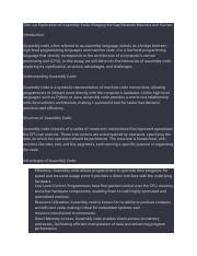 Exploring Assembly Code Bridging The Gap Between Machine And Course Hero