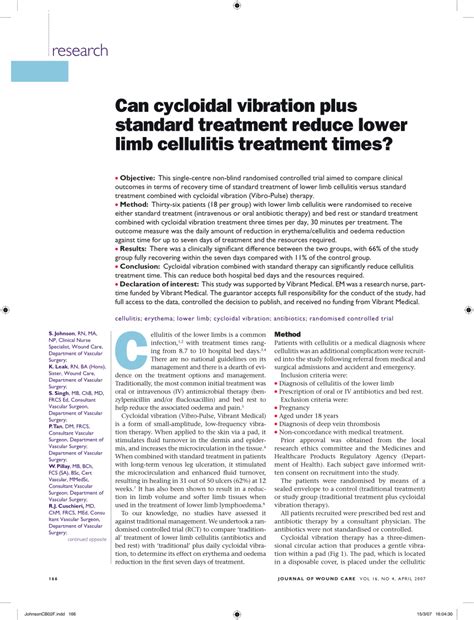 Pdf Can Cycloidal Vibration Plus Standard Treatment Reduce Lower Limb