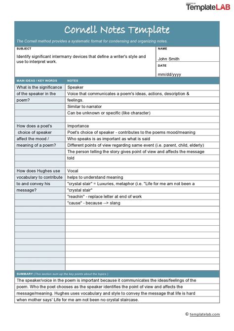 16 Printable Cornell Notes Templates [word Excel Pdf]