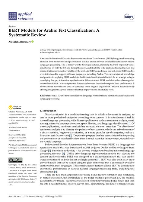 pdf bert models for arabic text classification a systematic review