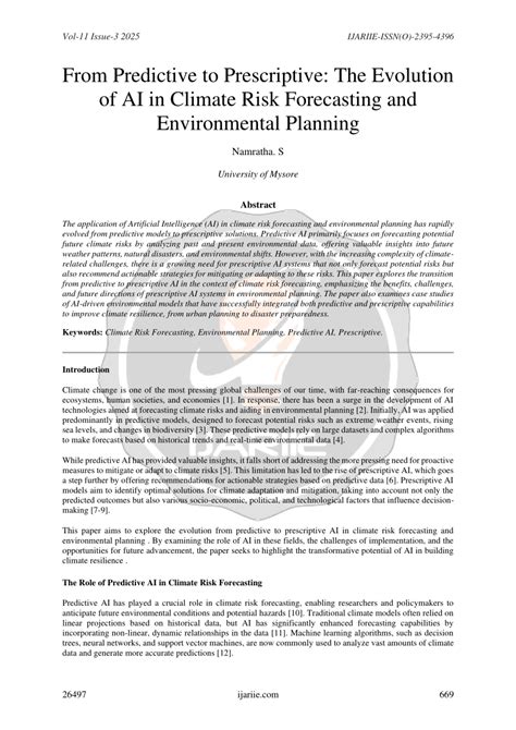 Pdf From Predictive To Prescriptive The Evolution Of Ai In Climate