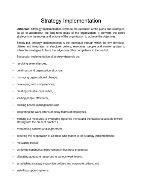 Strategy Implementation Pdf