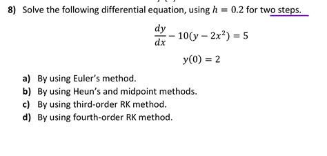 Solved Solve The Following Differential Equation Using