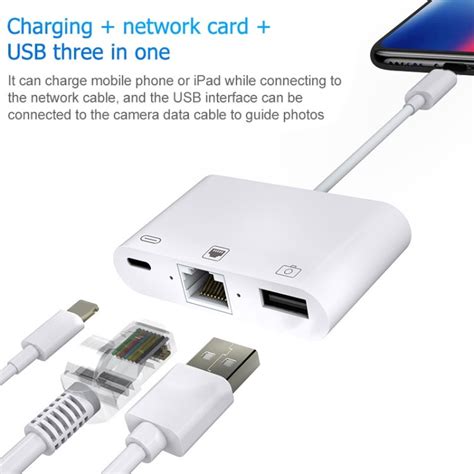 Конвертер Nk 107 3 In 1 Ethernet Usb 8 Pin Charging Female Ports To 8 Pin Male Otg Digital