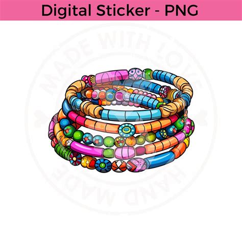 Friendship Bracelets Sticker Colorful Png Clipart Digital Download