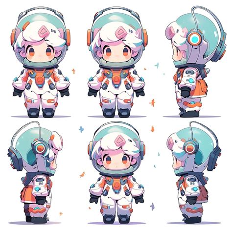 Premium Photo Colorful Female Chibi Kawaii Astronaut Space Suit