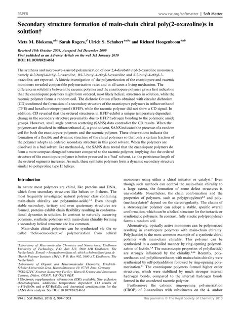 Pdf Secondary Structure Formation Of Main Chain Chiral Poly2