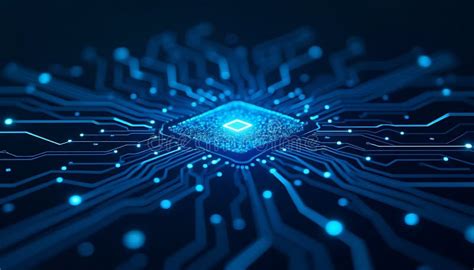 Futuristic Microchip And Circuit Board With Glowing Blue Light Stock Illustration Illustration