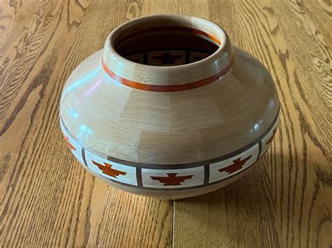 Closed Segment Wood Bowl With Thunderbird Feature Ring Etsy