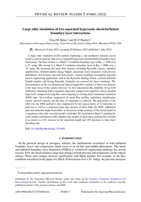 Pdf Large Eddy Simulation Of Two Separated Hypersonic Shock Turbulent Boundary Layer Interactions
