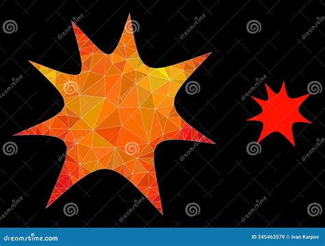 vector triangle filled boom splash icon with flame gradient stock