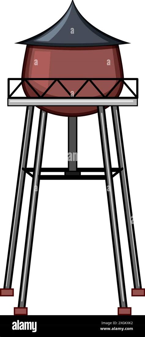 Storage Water Tower Cartoon Vector Illustration Stock Vector Image