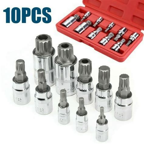 Mduoduo 10 Pcs Xzn 12 Point Mm Triple Square Spline Bit Socket S2 Steel