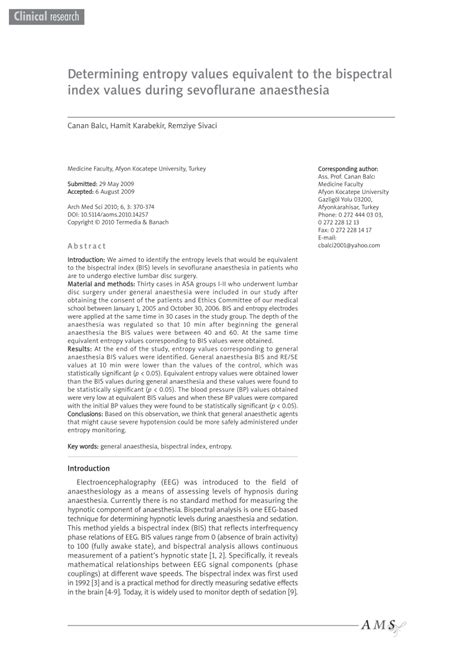 Pdf Clinical Research Determining Entropy Values Equivalent To The