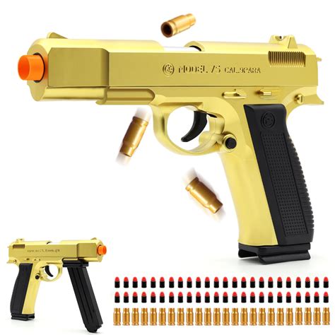 Soft Bullet Toy Gun Shell Ejecting With 48 Bullets Gold Desertcart India