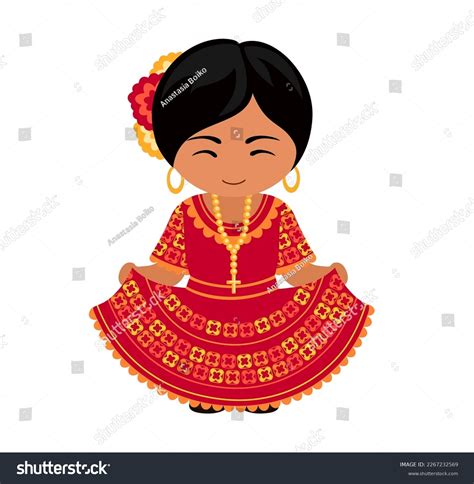 Woman Paraguay National Costume Paraguayan Girl Stock Vector Royalty