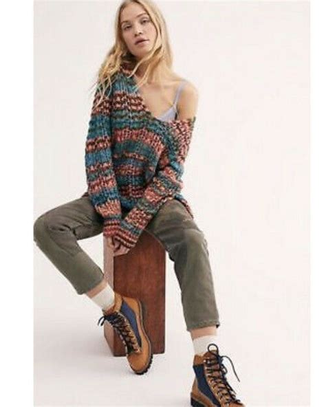 Free People Wool Blend Slouchy Crochet Tunic Sweater 200 M Boho