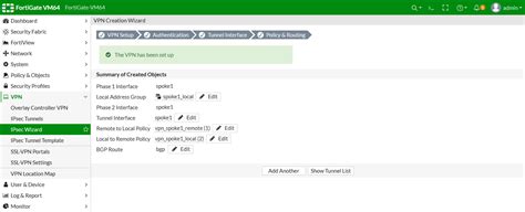 Ipsec Vpn Wizard Hub And Spoke Advpn Support Fortigate Fortios 6 2 15